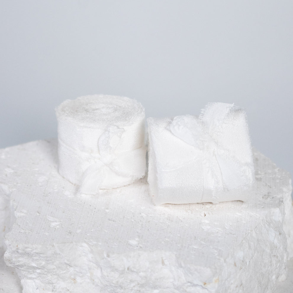 Silk Crêpe Ribbon - White | Indigo & Jade GC Floristry Supplies